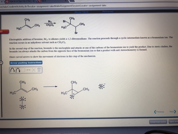 Solved Br CH2Ch Electrophilic addition of bromine, Bry, to | Chegg.com