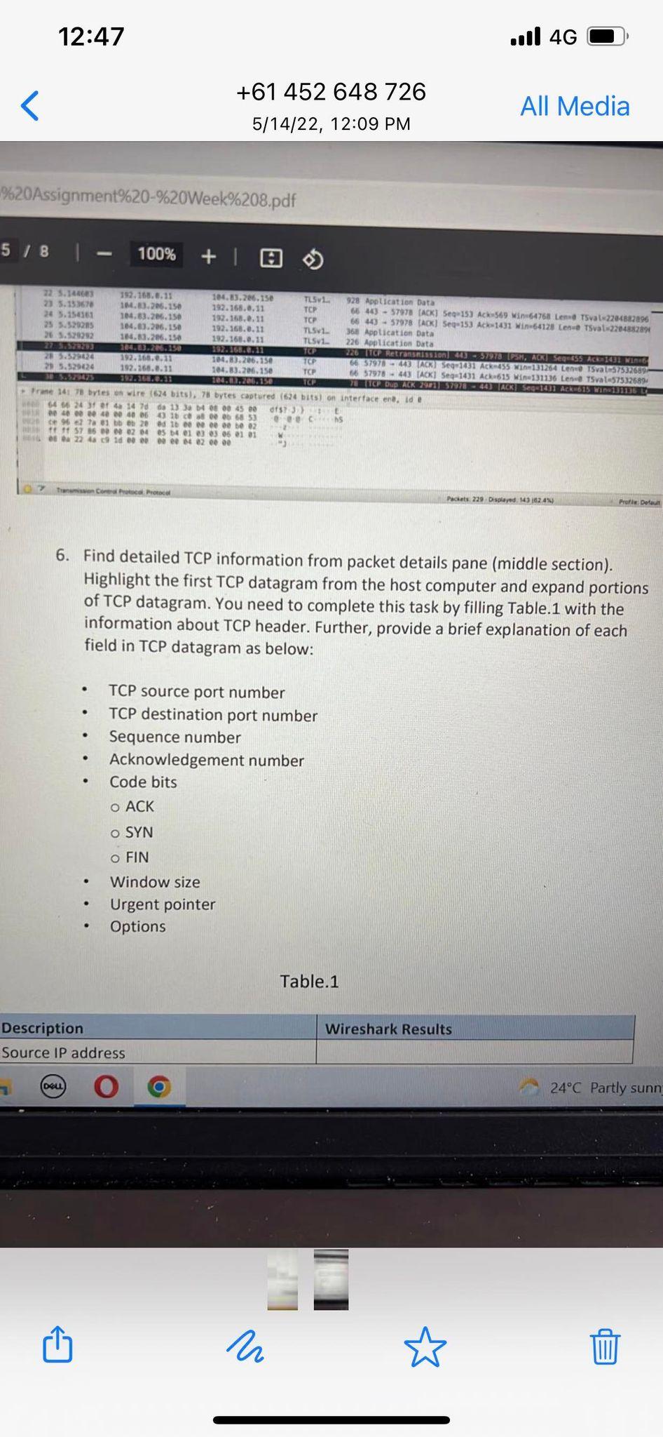 Solved 6. Find detailed TCP information from packet details | Chegg.com