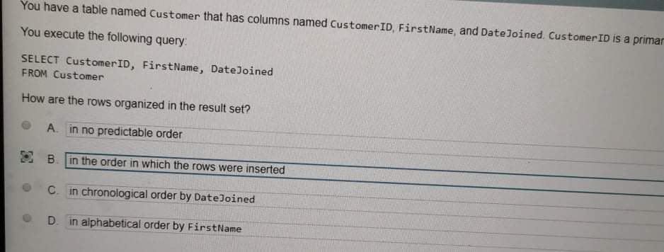 Solved You have a table named Customer that has columns | Chegg.com