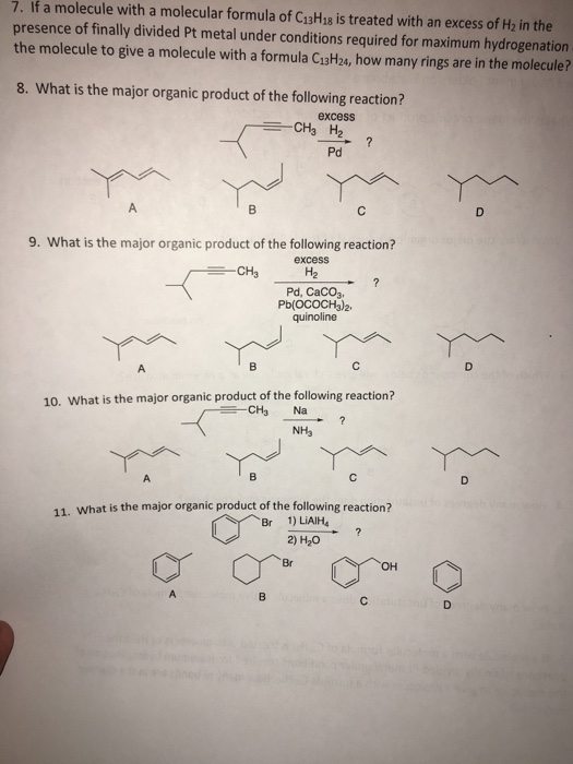 Solved 7. If a molecule with a molecular formula of C13H18 | Chegg.com