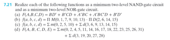 Solved 721 Realize Each Of The Following Functions As A 