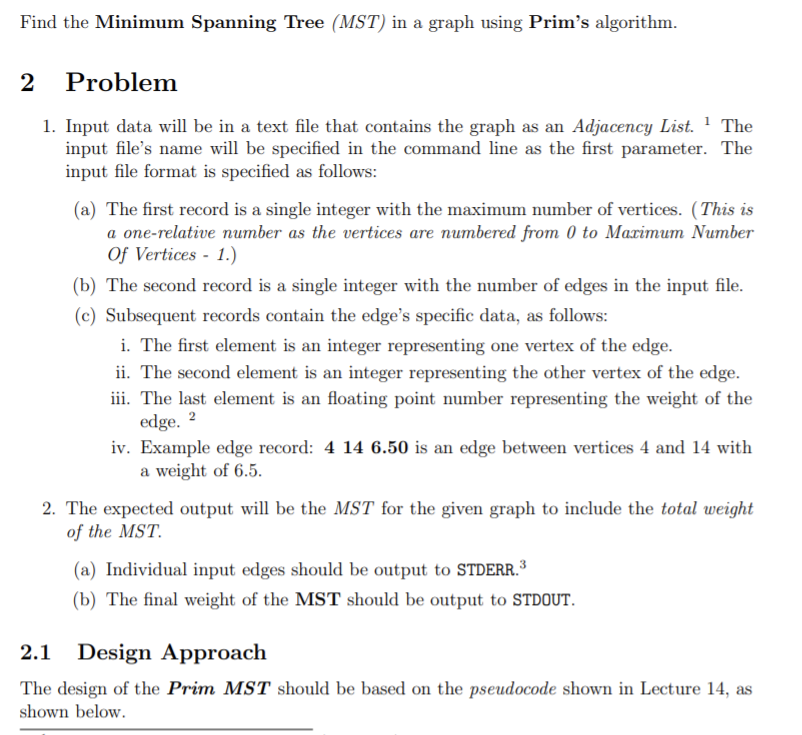 Solved Find the Minimum Spanning Tree (MST) in a graph using | Chegg.com