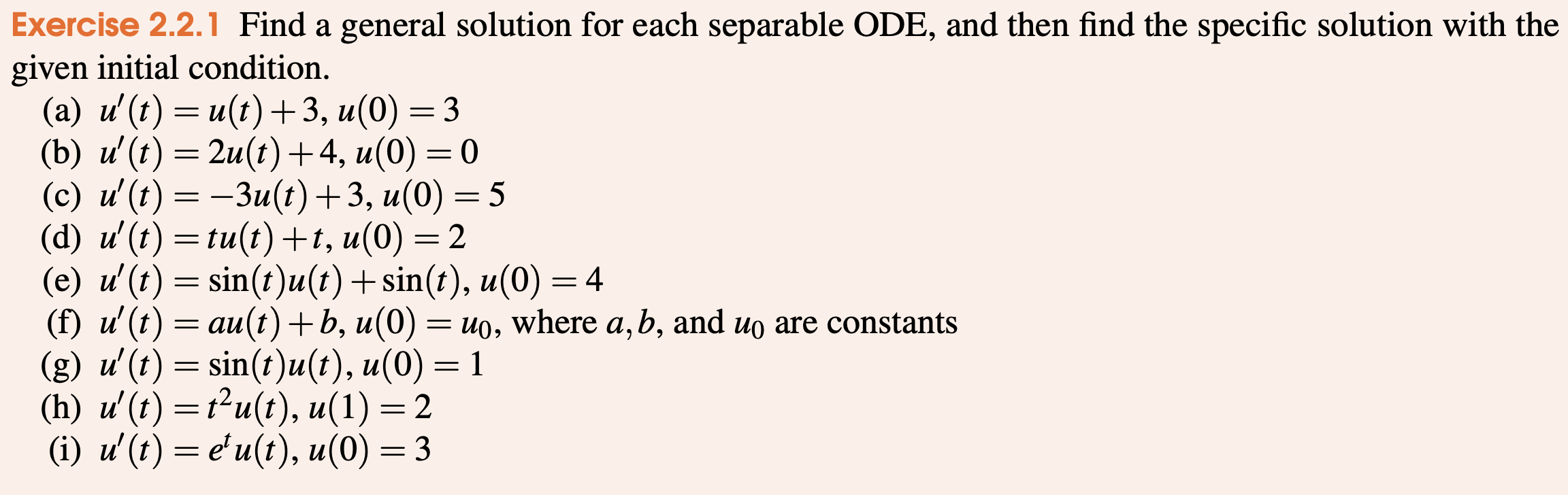 Exercise 2.2.1 Find a general solution for each | Chegg.com