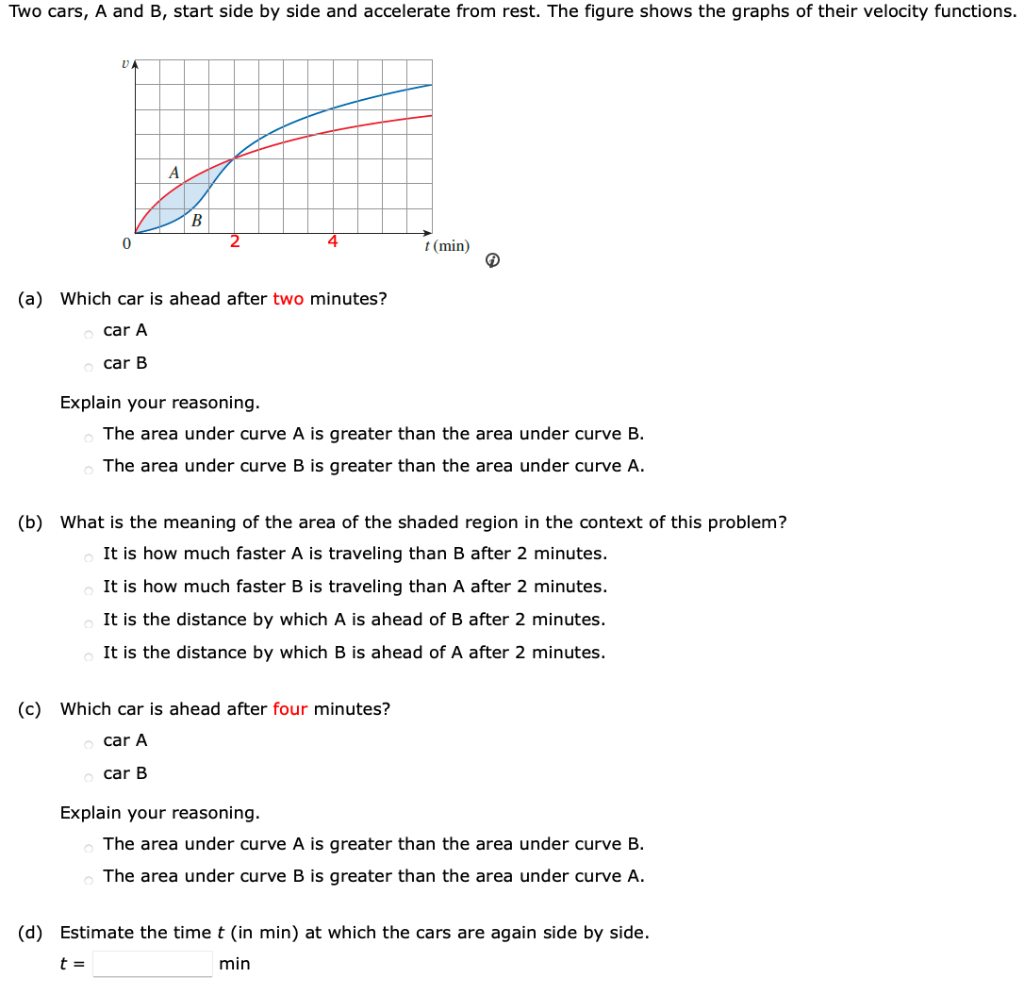 Solved Two cars, A and B, start side by side and accelerate | Chegg.com