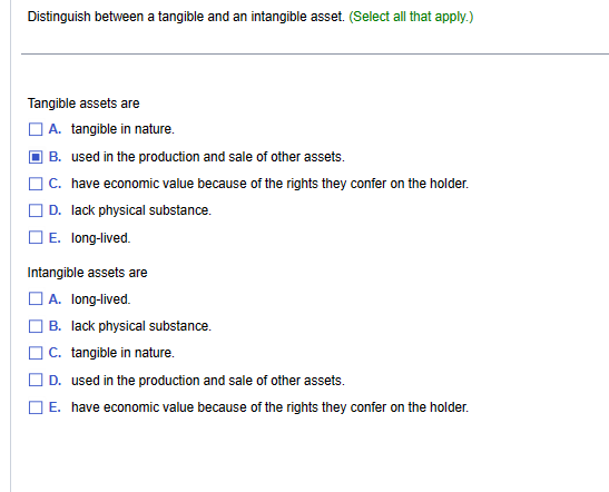 Solved Distinguish between a tangible and an intangible | Chegg.com