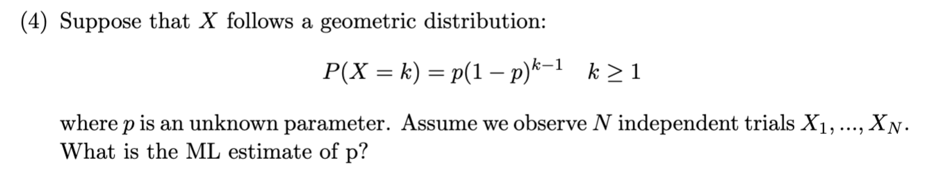 Solved by an EXPERT (4) ﻿Suppose that x ﻿follows a geometric | Chegg.com