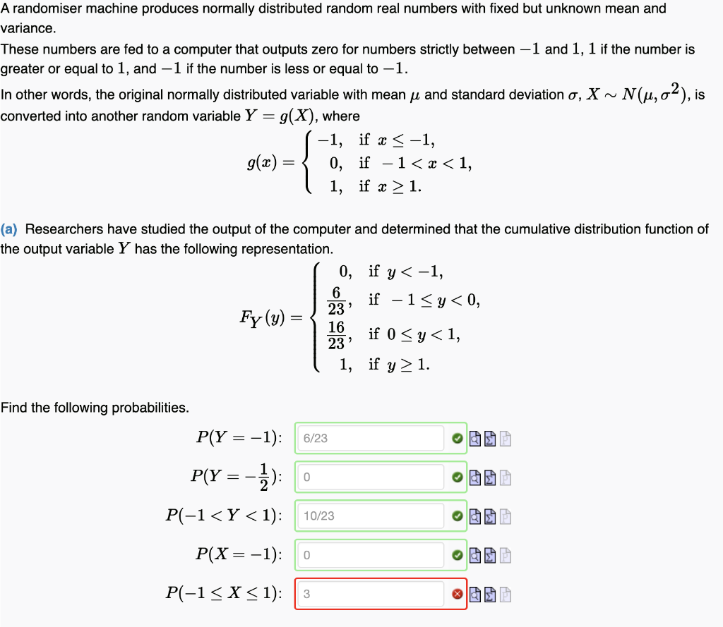 Solved A randomiser machine produces normally distributed | Chegg.com