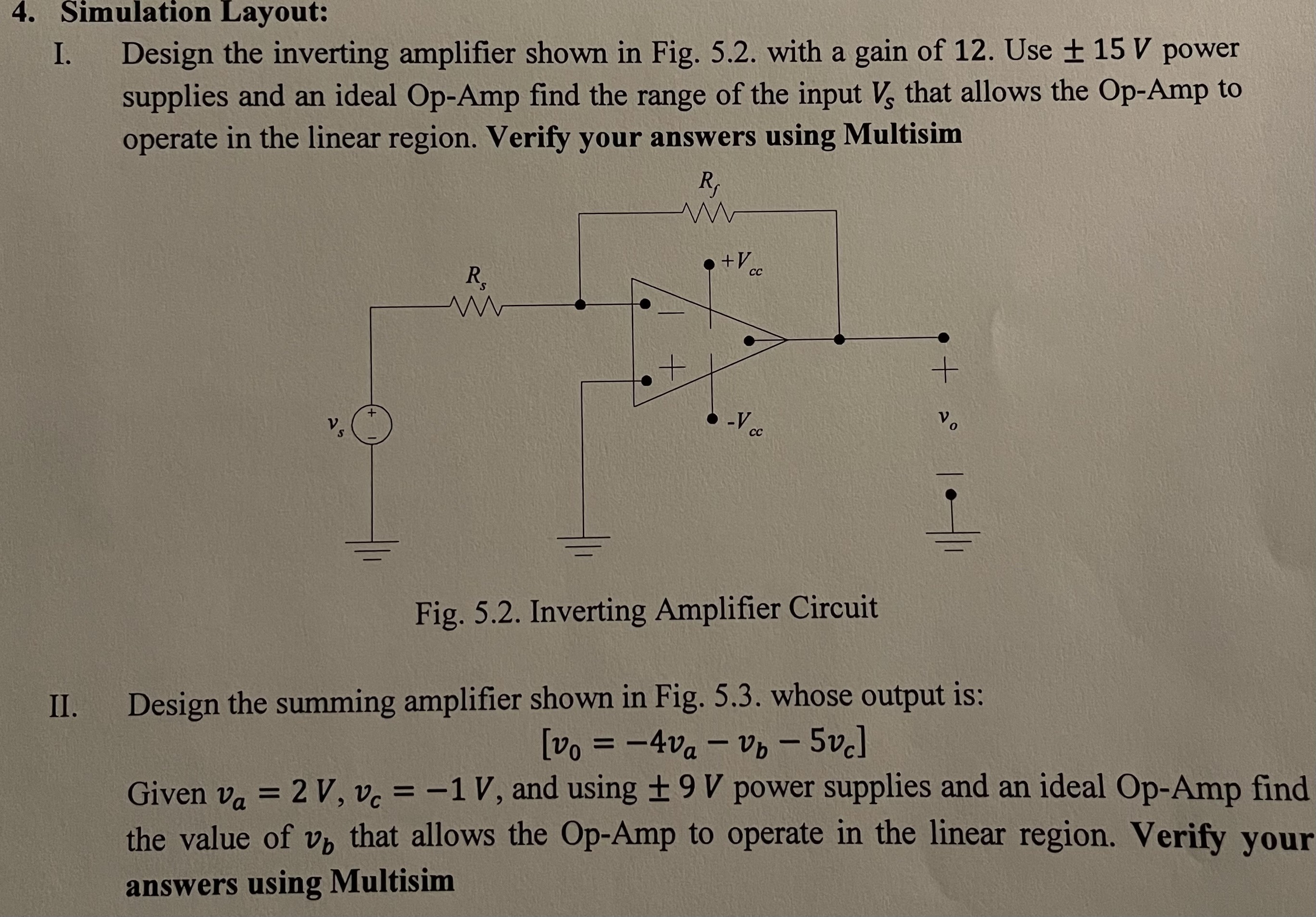 Solved 4. Simulation Layout: I. Design the inverting | Chegg.com