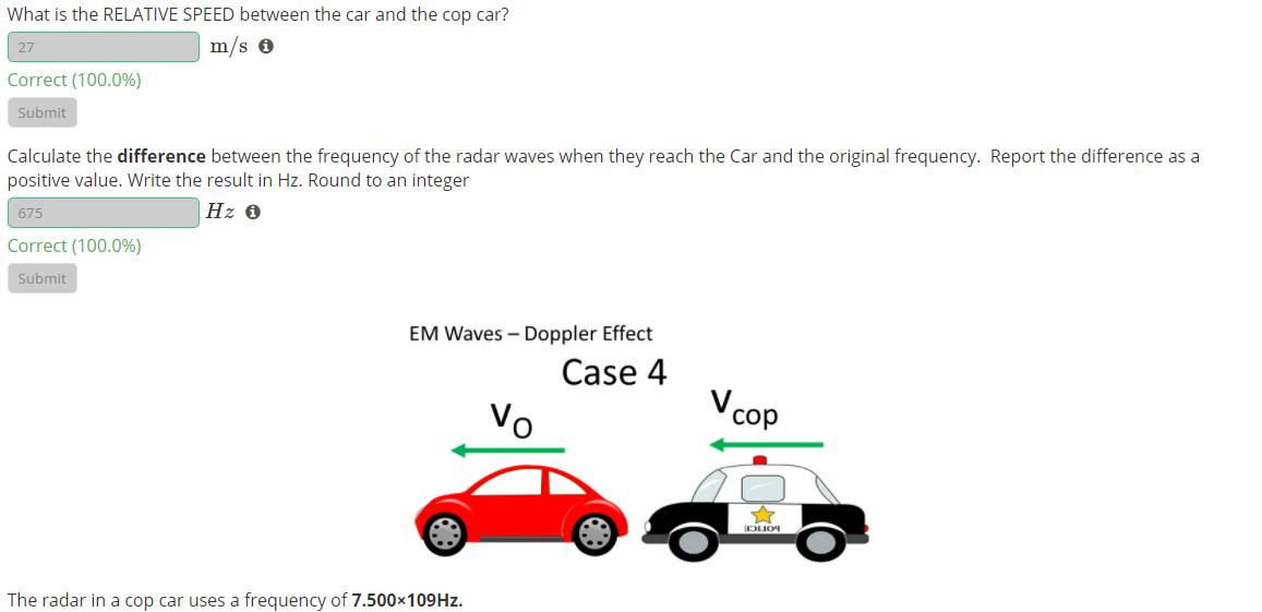 Solved Electromagnetic Wave - Doppler Effect - Car and Cop | Chegg.com