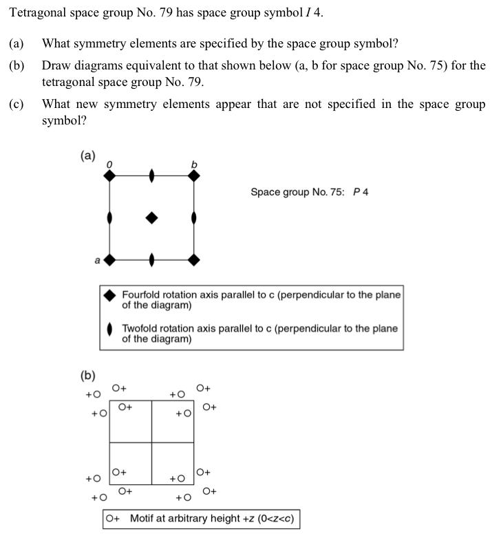 Solved Tetragonal space group No. 79 has space group symbol | Chegg.com