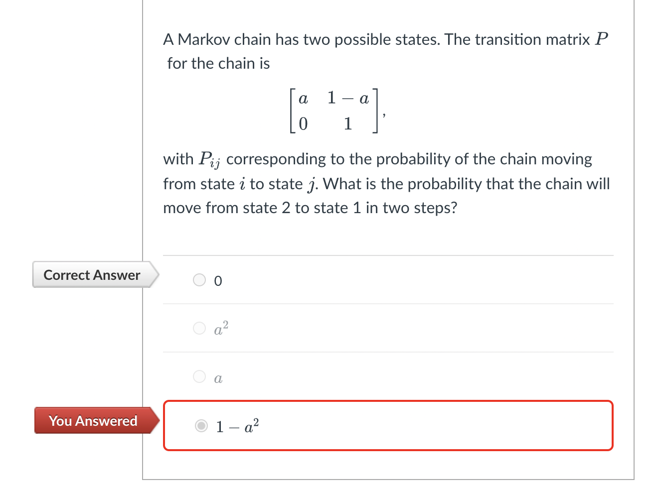 Solved A Markov chain has two possible states. The | Chegg.com