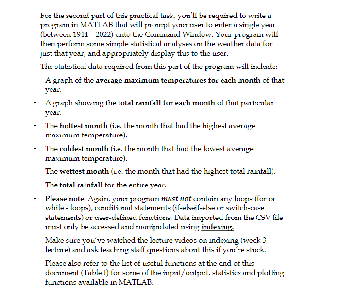 Solved Create a program in MATLAB that: - Imports the CSV | Chegg.com