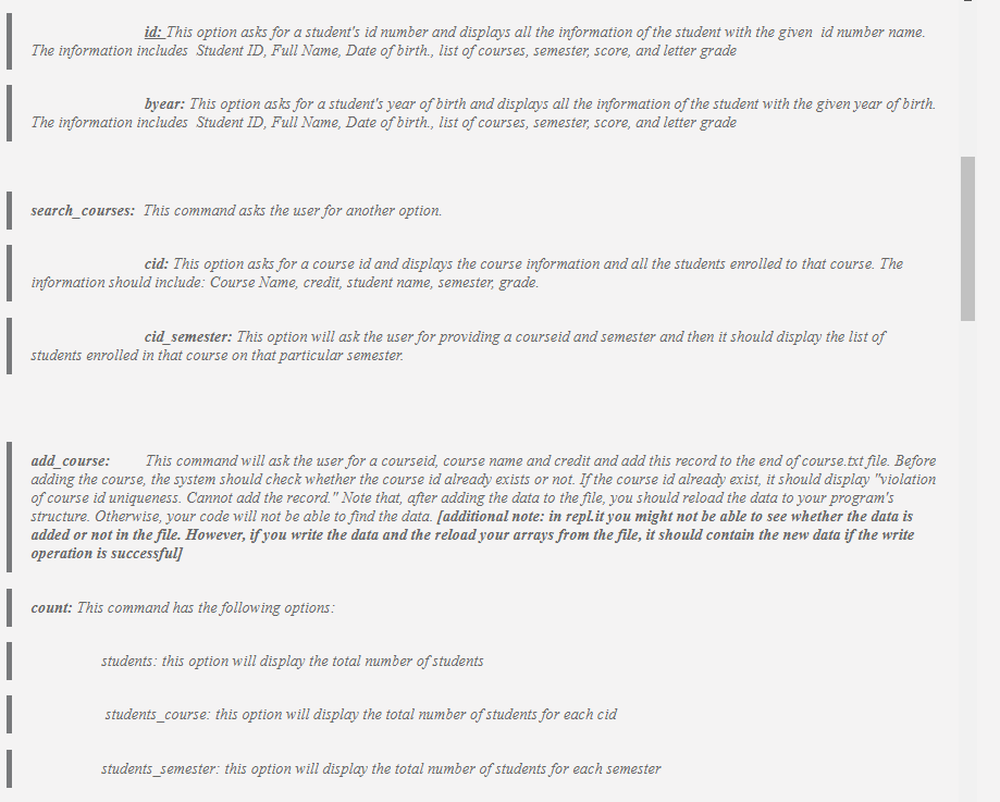 Solved IN C PROGRAM Write code for an I/O based database | Chegg.com