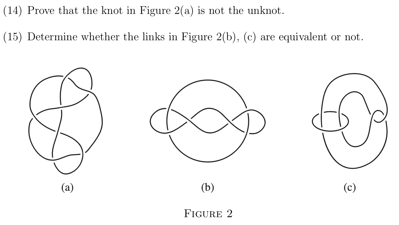 Solved (14) ﻿Prove that the knot in Figure 2(a) ﻿is not the | Chegg.com