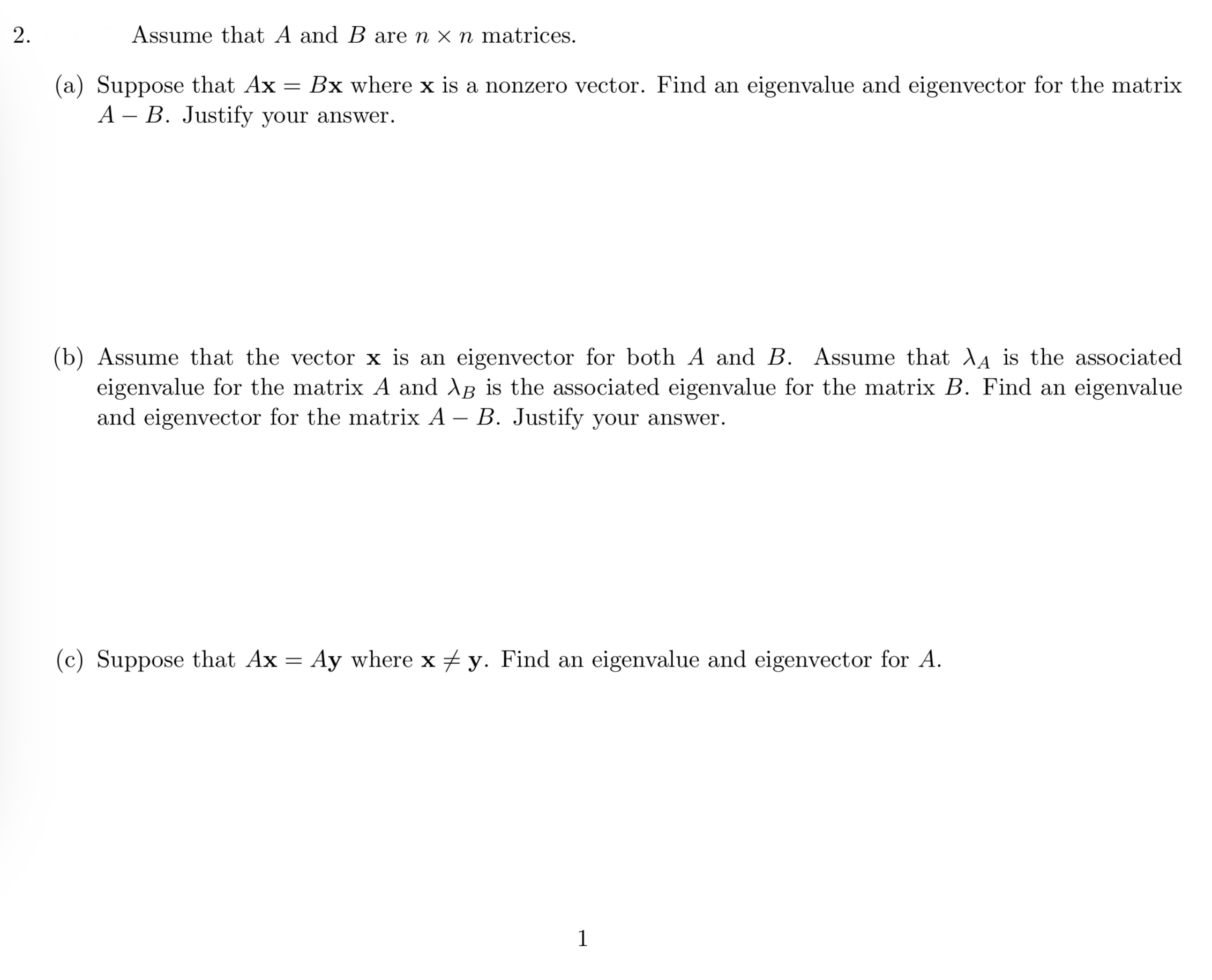 Solved Assume that A and B are n×n matrices. (a) Suppose | Chegg.com