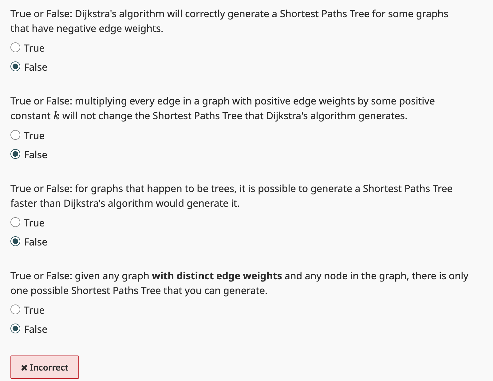 Solved True or False: Dijkstra's algorithm will correctly | Chegg.com