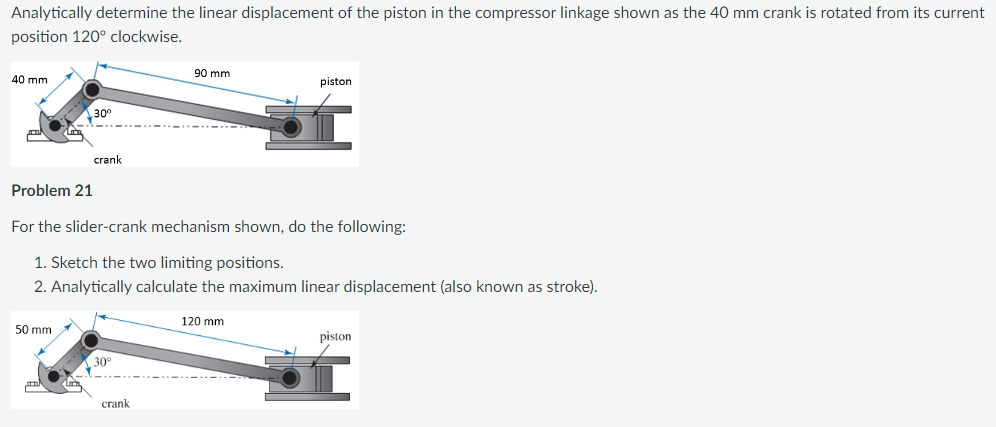 Analytically determine the linear displacement of the | Chegg.com