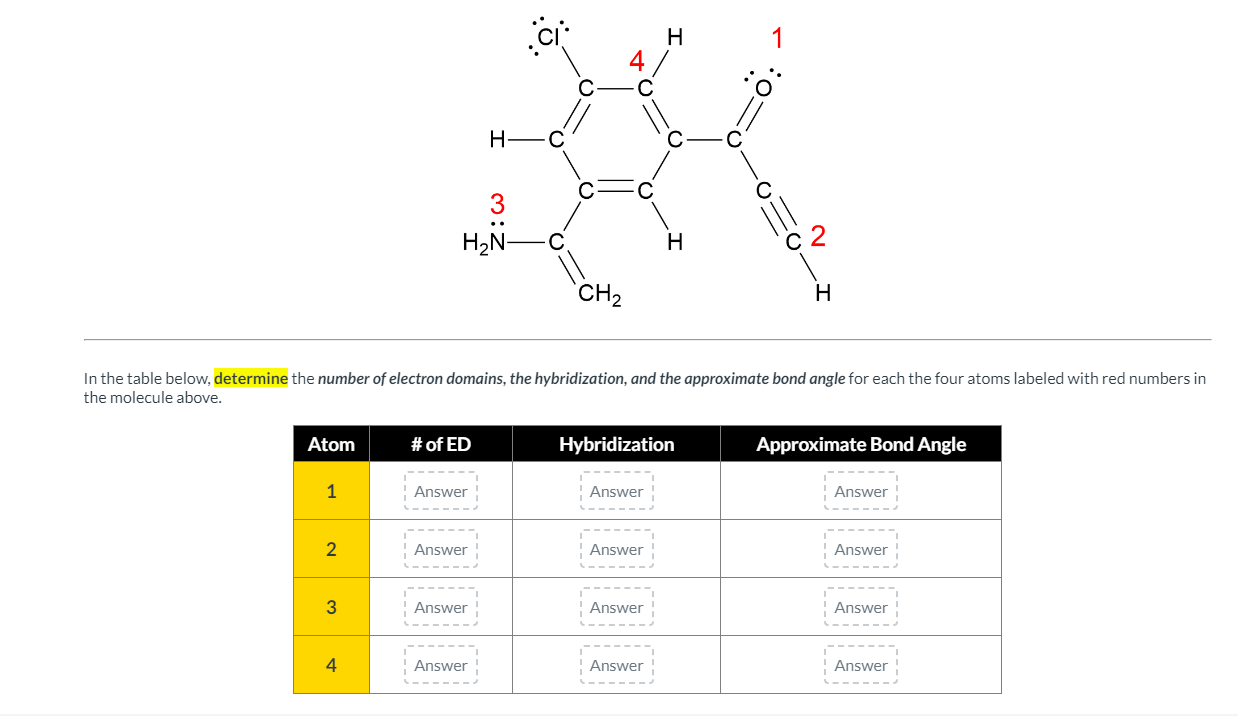 Solved In the table below, determine the number of electron | Chegg.com