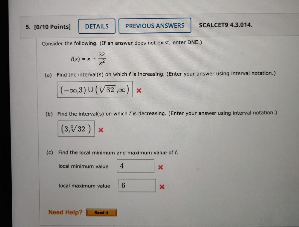 Solved 5. [0/10 Points] DETAILS PREVIOUS ANSWERS SCALCET9 | Chegg.com