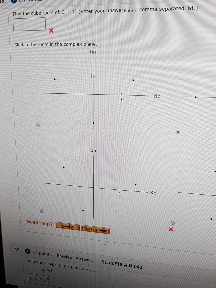 Solved find the cube roots of 3+3i (enter your answers as a | Chegg.com