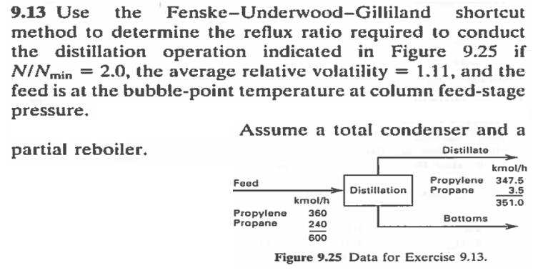 Solved Use the Fenske-Underwood-Gilliland shortcut method to | Chegg.com
