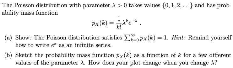 Solved The Poisson distribution with parameter λ>0 takes | Chegg.com