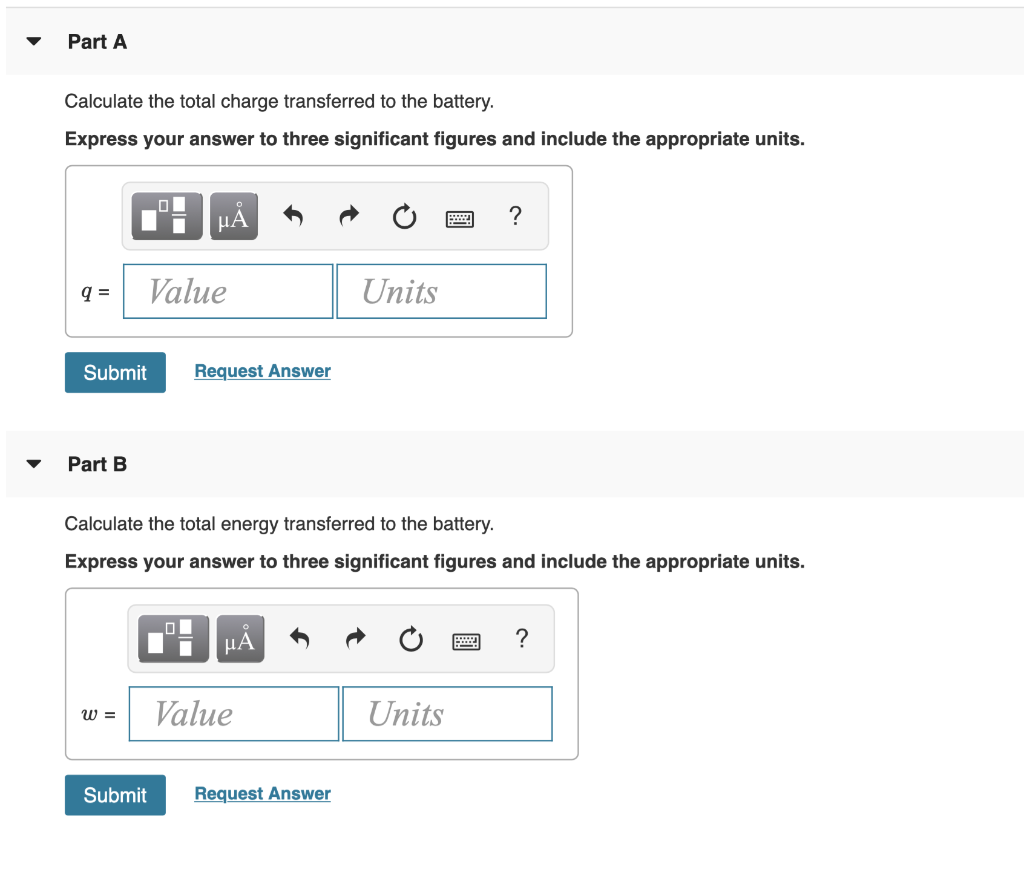 Solved Part A Calculate the total charge transferred to the | Chegg.com