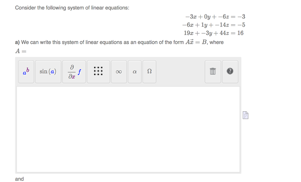 Solved Consider the following system of linear equations | Chegg.com