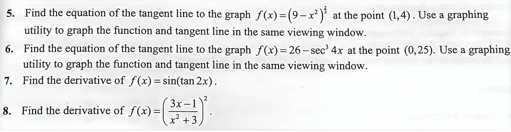 Solved 5. Find the equation of the tangent line to the graph | Chegg.com