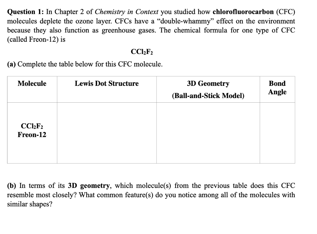 Solved Question 1: In Chapter 2 of Chemistry in Context you | Chegg.com