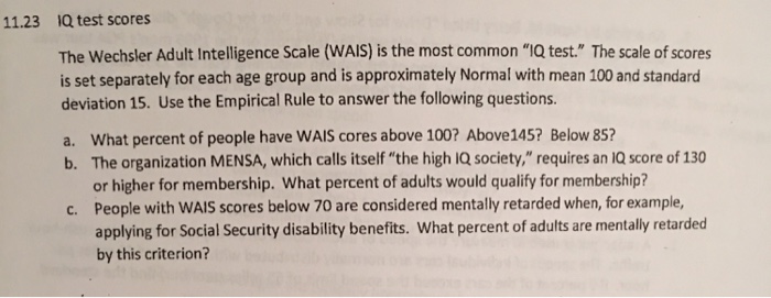 Solved The Wechsler Adult Intelligence Scale (WAIS) Is the | Chegg.com