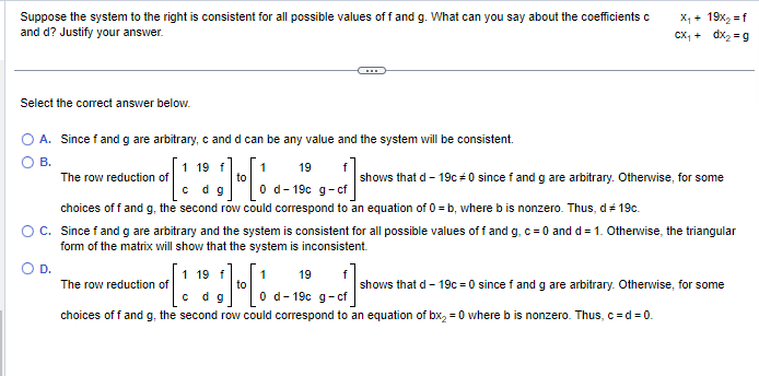 Solved Suppose the system to the right is consistent for all | Chegg.com