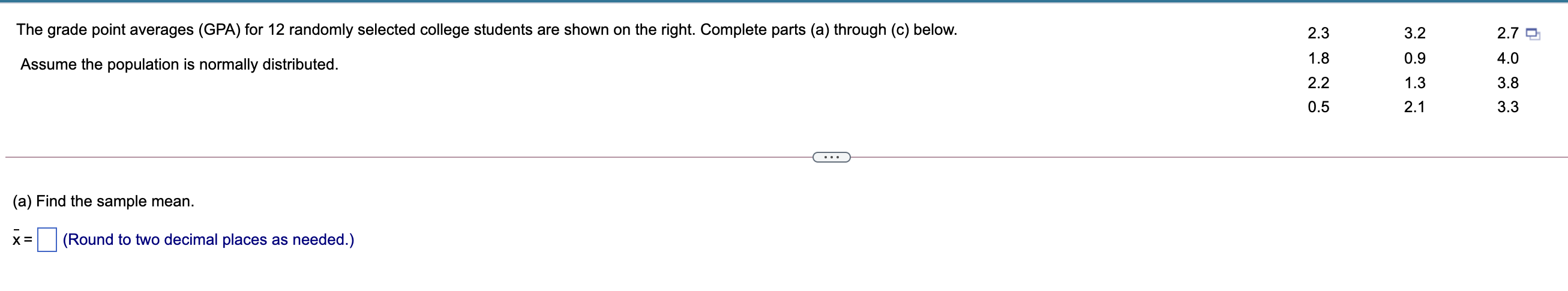 Solved The grade point averages (GPA) for 12 randomly | Chegg.com