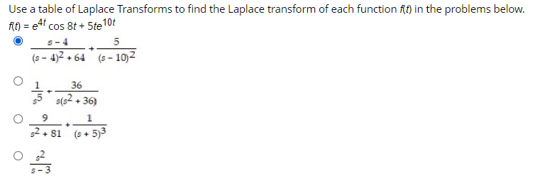 Solved Use a table of Laplace Transforms to find the Laplace | Chegg.com