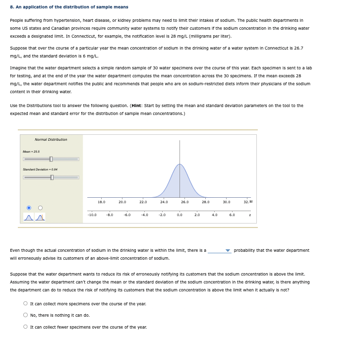 Solved 8. An application of the distribution of sample means | Chegg.com
