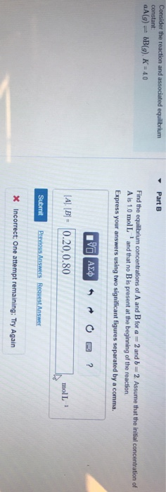 Solved Part B constant concentrations of A and B for a-2 and | Chegg.com