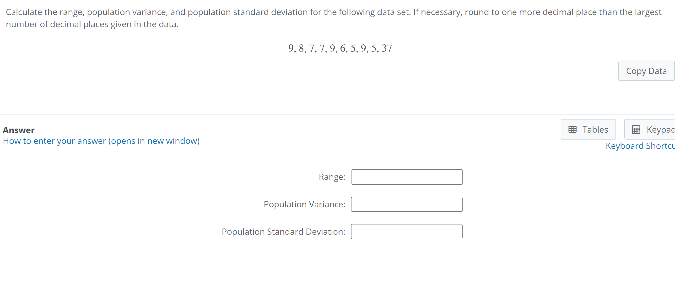 Calculate The Range Population Variance And