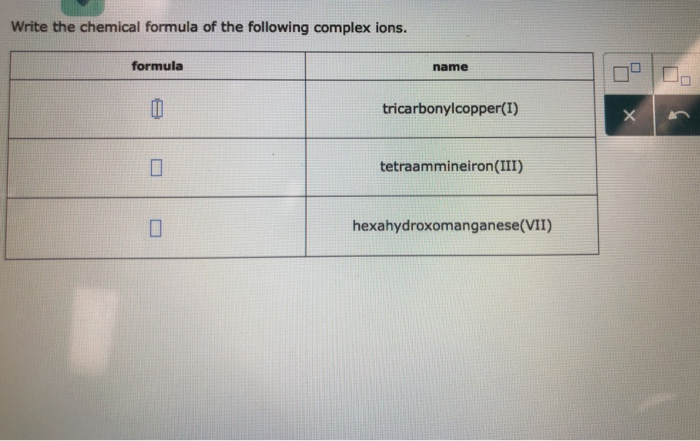 Solved Write the chemical formula of the following complex | Chegg.com
