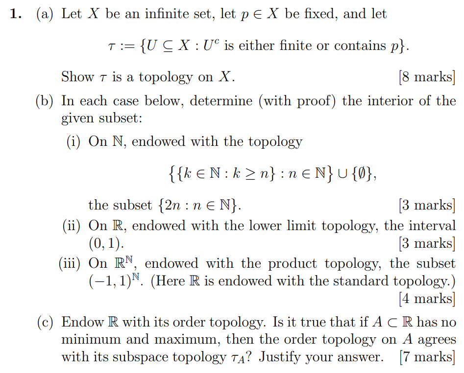Solved (a) Let X be an infinite set, let p∈X be fixed, and | Chegg.com