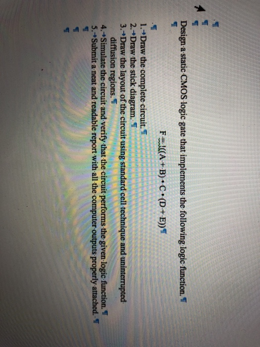 Solved Design a static cmos logic gate that implements the | Chegg.com