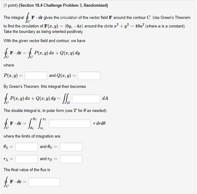 Solved (1 point) (Section 18.4 Challenge Problem 3, | Chegg.com