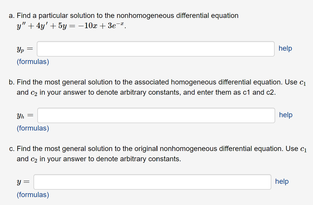 Solved a. Find a particular solution to the nonhomogeneous | Chegg.com