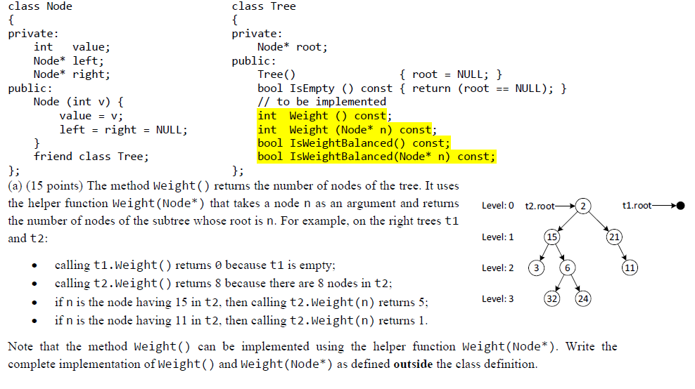 Solved Class Node Class Tree Private Private Int 
