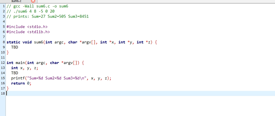 Solved // gcc -Wall sum6.c -o sum6 // ./sum6 4 8 -5 0 20 // | Chegg.com