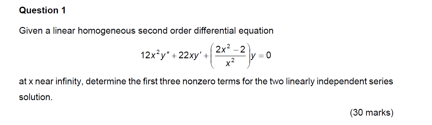 Solved Given A Linear Homogeneous Second Order Differential 9149