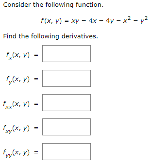Solved Consider the following function. f(x, y) = xy - 4x - | Chegg.com
