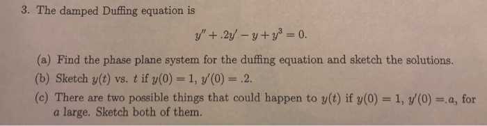 Solved 3. The damped Duffing equation is (a) Find the phase | Chegg.com Solved 3. The damped Duffing equation is (a) Find the phase | Chegg.com