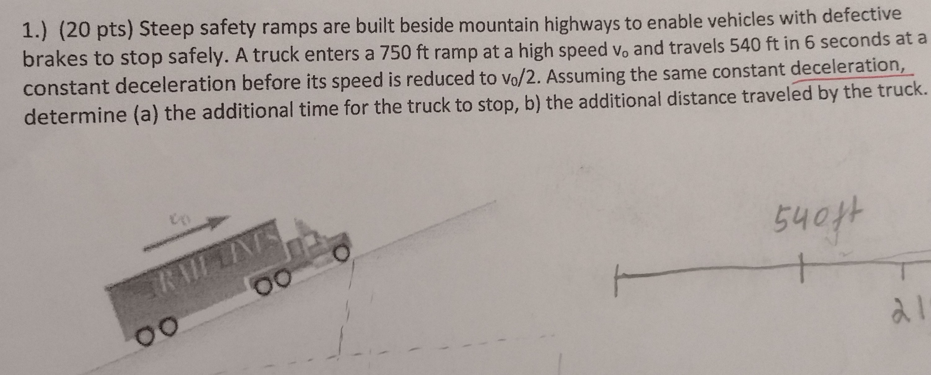 Solved 1.) (20 pts) Steep safety ramps are built beside | Chegg.com