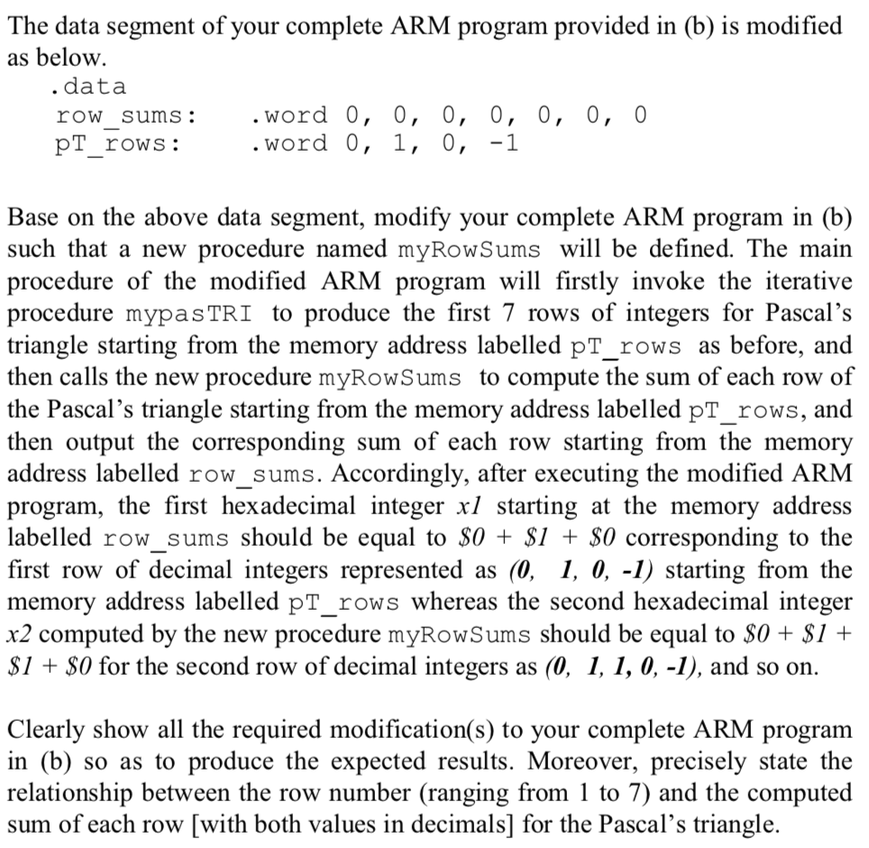 he following ARM assembly program fragment is used to | Chegg.com