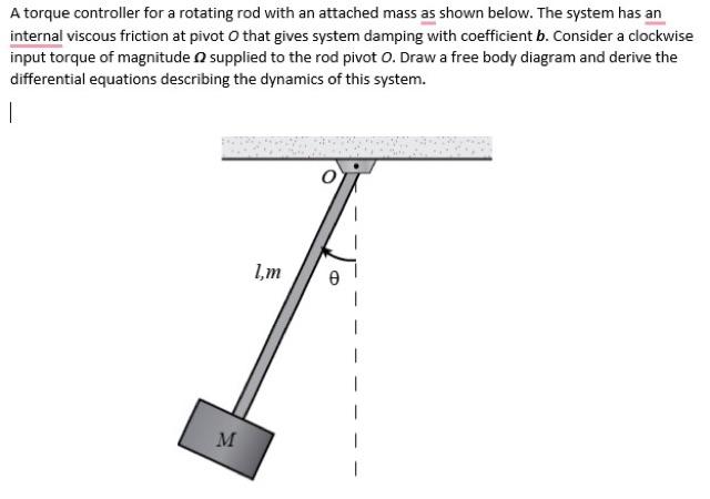 Solved A torque controller for a rotating rod with an | Chegg.com